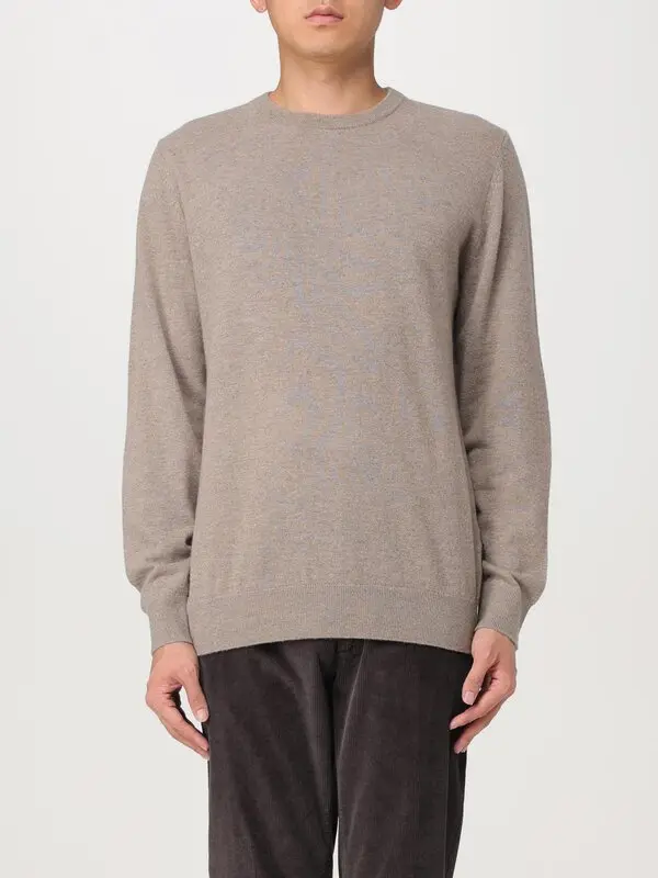 Barbour Crew Neck Sweater With Plaid Elbow Patches - Beige