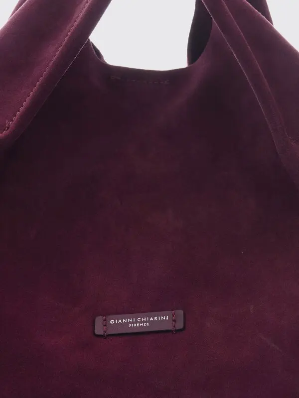 GIANNI CHIARINI Suede Calfskin Leather Shoulder Bag - Red Purple