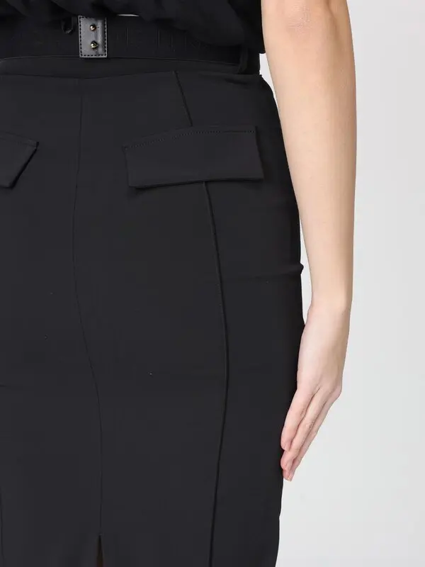 Elisabetta Franchi Light Crêpe Pencil Skirt With Raw Cut Hem - Black