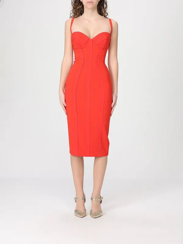 Elisabetta Franchi Light Crêpe Dress With Raw Cut Fabric - Orange