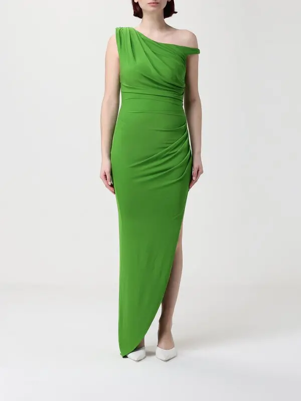 Elisabetta Franchi Asymmetrical Crêpe Jersey Midi Dress - Green