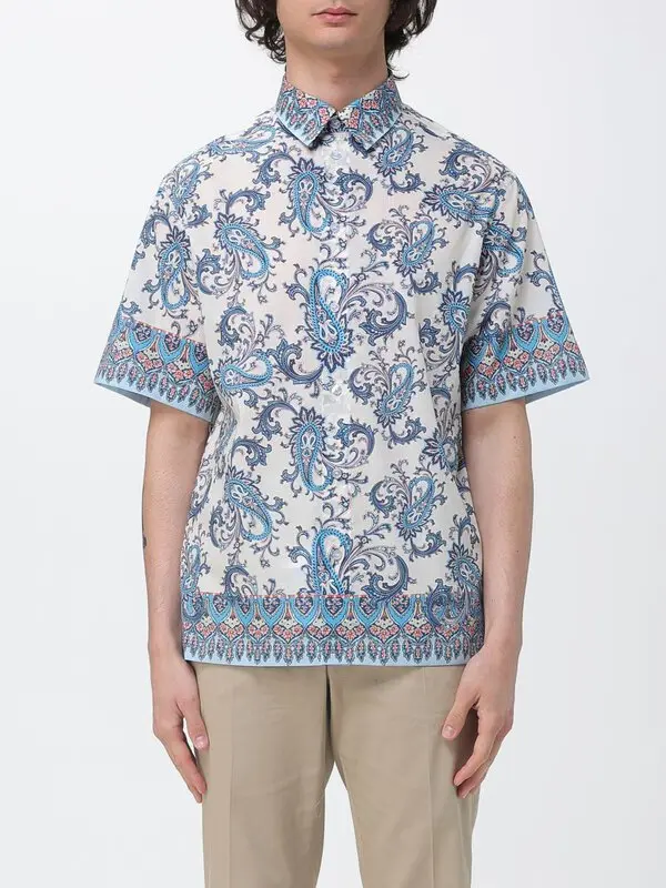Etro Cotton Shirt With Paisley Print - Blue