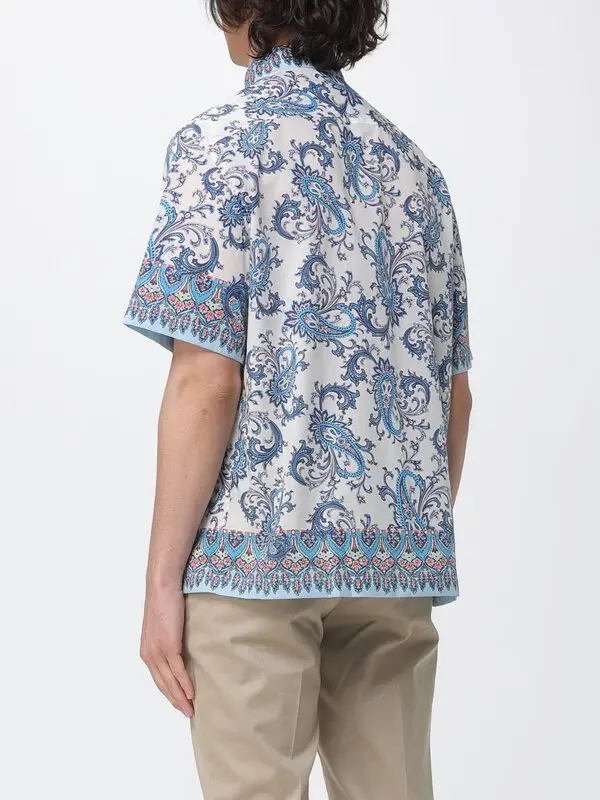 Etro Cotton Shirt With Paisley Print - Blue