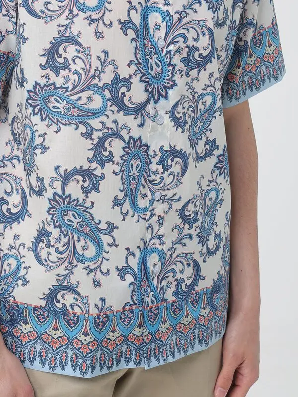 Etro Cotton Shirt With Paisley Print - Blue