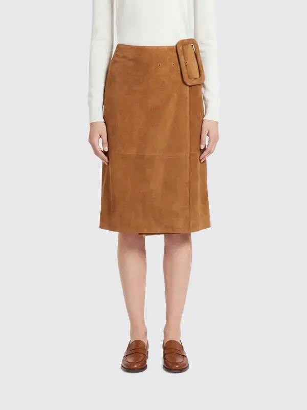 AMI Paris Suede Leather Wrap Skirt