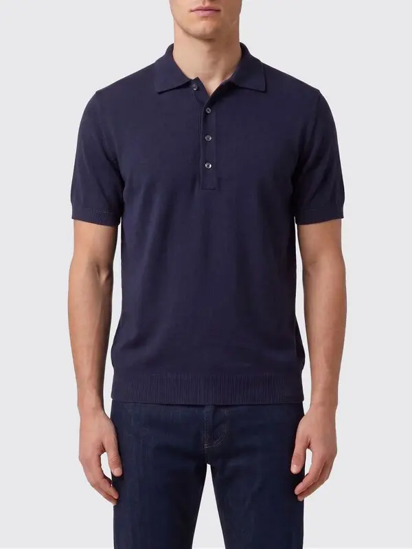 PAOLO PECORA Silk Knit Polo Shirt - Blue