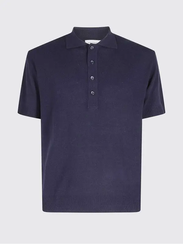 PAOLO PECORA Silk Knit Polo Shirt - Blue