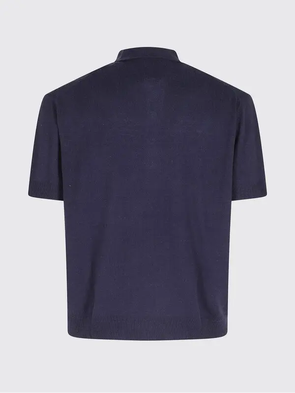 PAOLO PECORA Silk Knit Polo Shirt - Blue