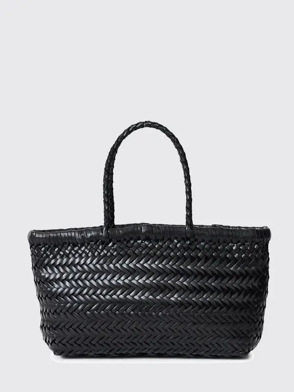 Dragon Diffusion Mini Flat Gora Woven Leather Bag - Black