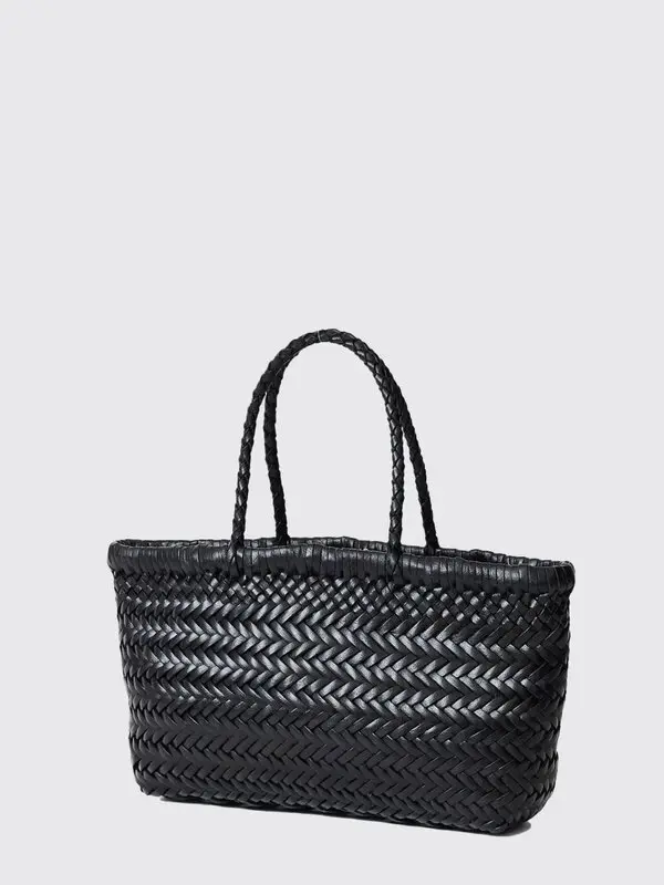 Dragon Diffusion Mini Flat Gora Woven Leather Bag - Black