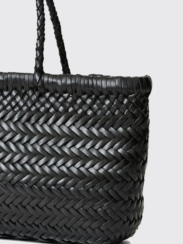 Dragon Diffusion Mini Flat Gora Woven Leather Bag - Black
