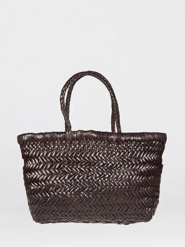 Dragon Diffusion Mini Flat Gora Woven Leather Bag - Brown