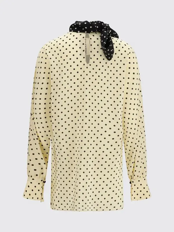 Valentino Garavani Polka Dot Silk Blouse With Pussy-bow Collar
