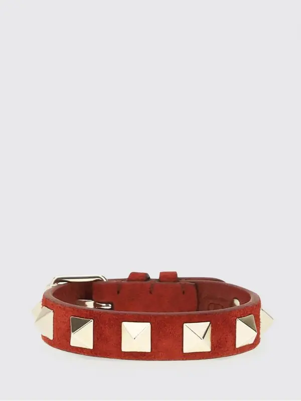 Valentino Garavani Rockstud Suede Leather Bracelet With Studs - Red