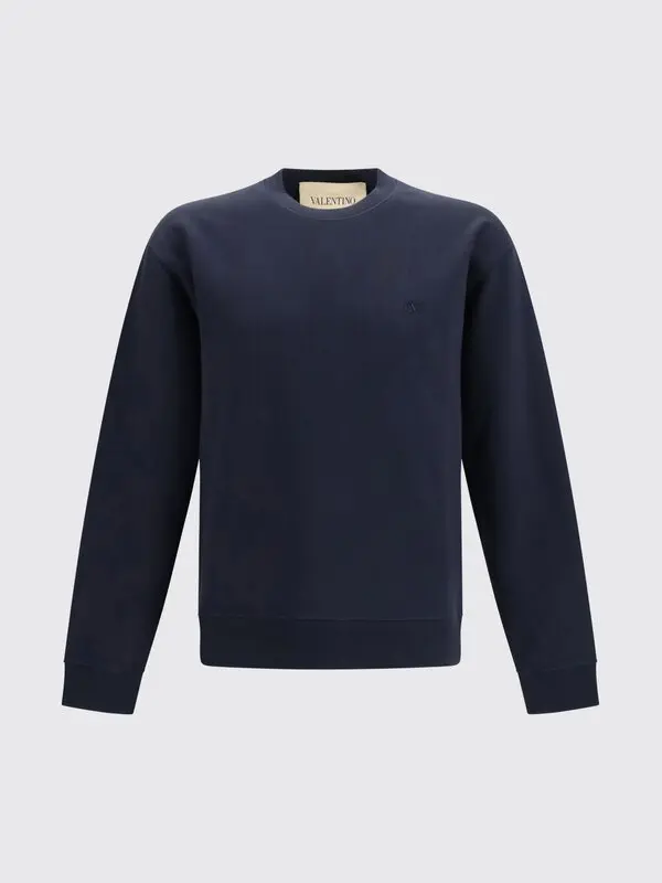 Valentino Garavani Crewneck Cotton Sweatshirt With Long Sleeves - Navy