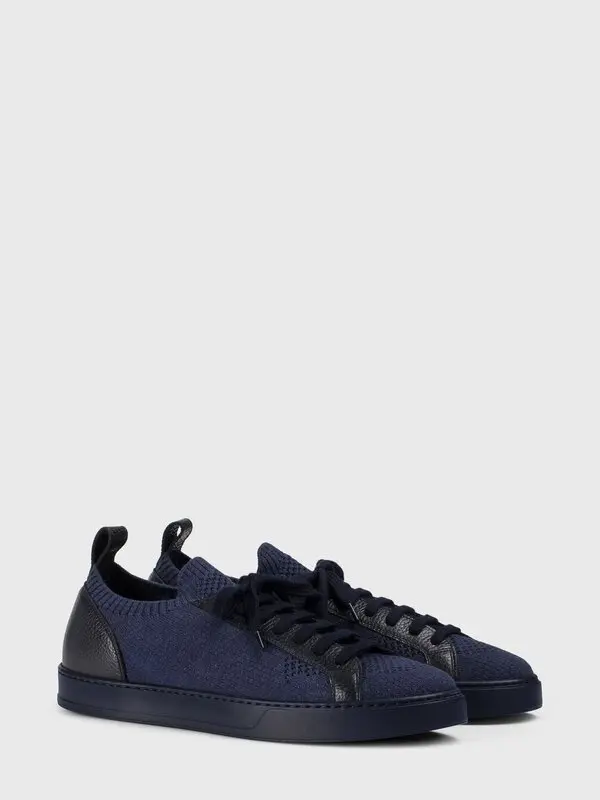 DOUCAL'S Technical Crochet Fabric And Leather Sneakers - Blue