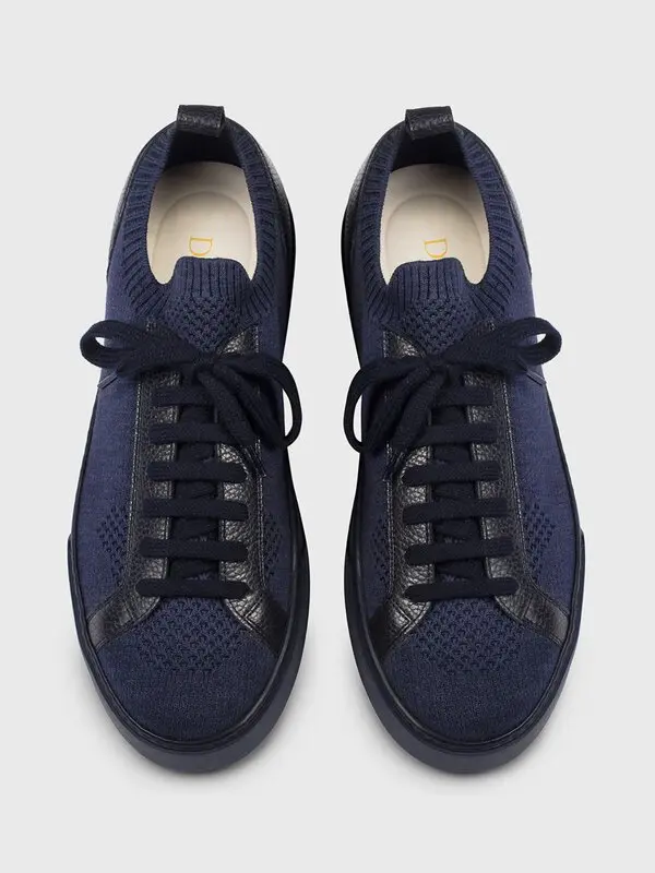 DOUCAL'S Technical Crochet Fabric And Leather Sneakers - Blue