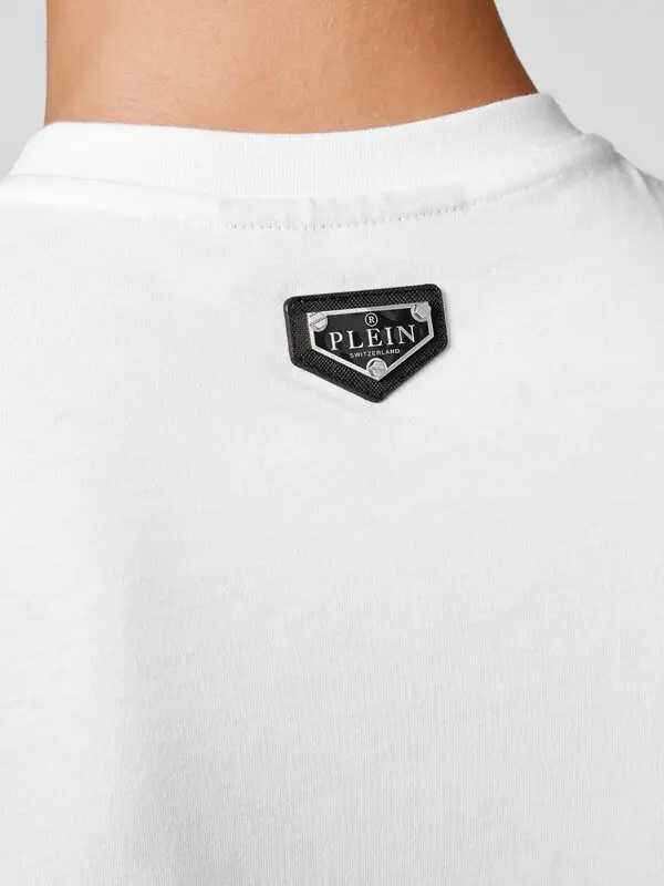 Philipp Plein Cotton T-shirt With Skull Print And Rhinestone Details
