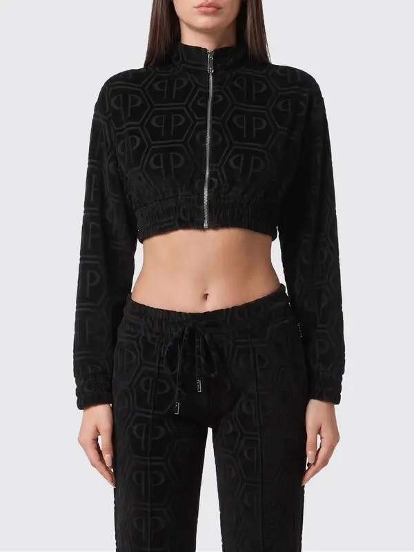 Philipp Plein Cotton Blend Cropped Sweatshirt