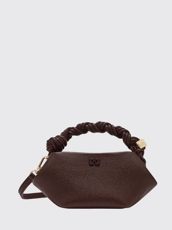 GANNI Recycled Leather Mini Handbag With Butterfly Logo And Braided Handle - Brown