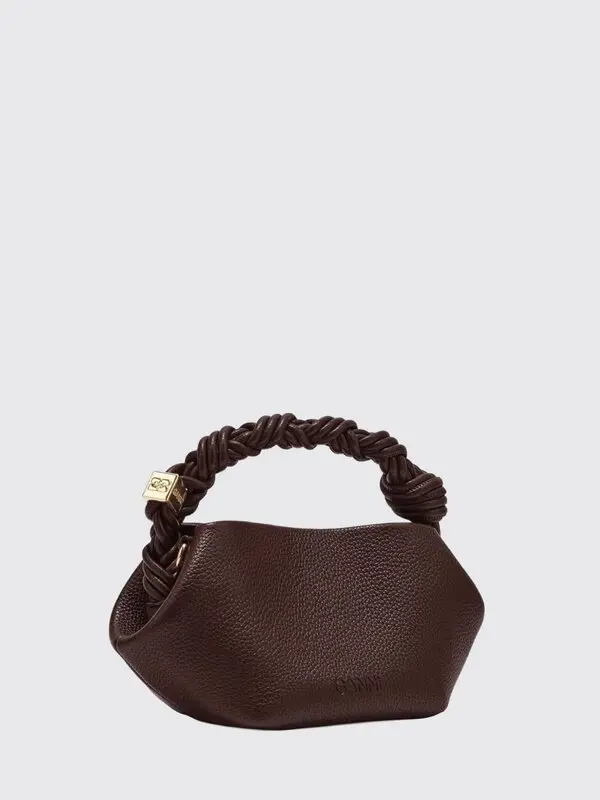 GANNI Recycled Leather Mini Handbag With Butterfly Logo And Braided Handle - Brown