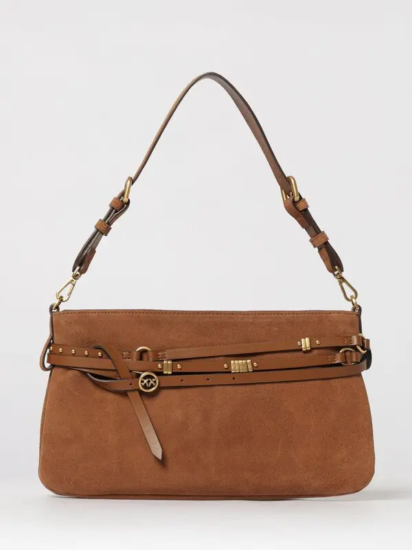Pinko Suede Shoulder Bag With Micro Studs