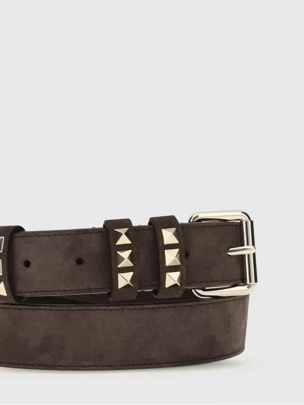 Valentino Garavani Rockstud Suede Leather Belt - Brown