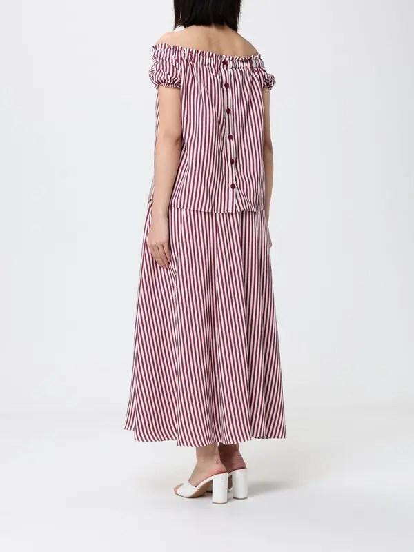 HANITA Striped Viscose Blend Top - Red