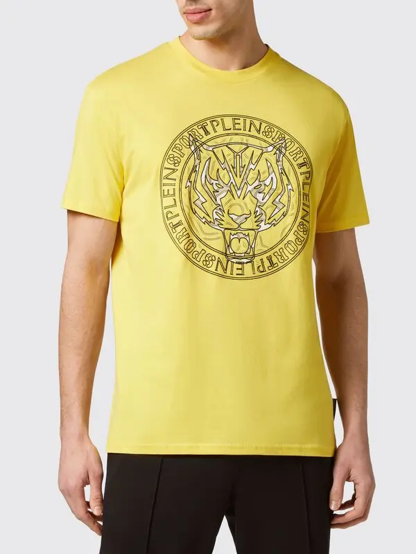 PLEIN SPORT Cotton T-shirt With Contrasting Graphic Logo Print - Black