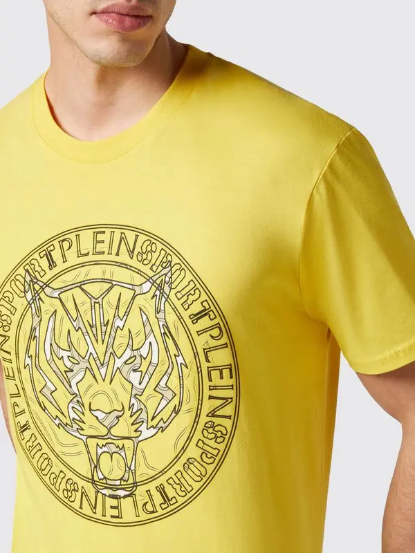 PLEIN SPORT Cotton T-shirt With Contrasting Graphic Logo Print - Black
