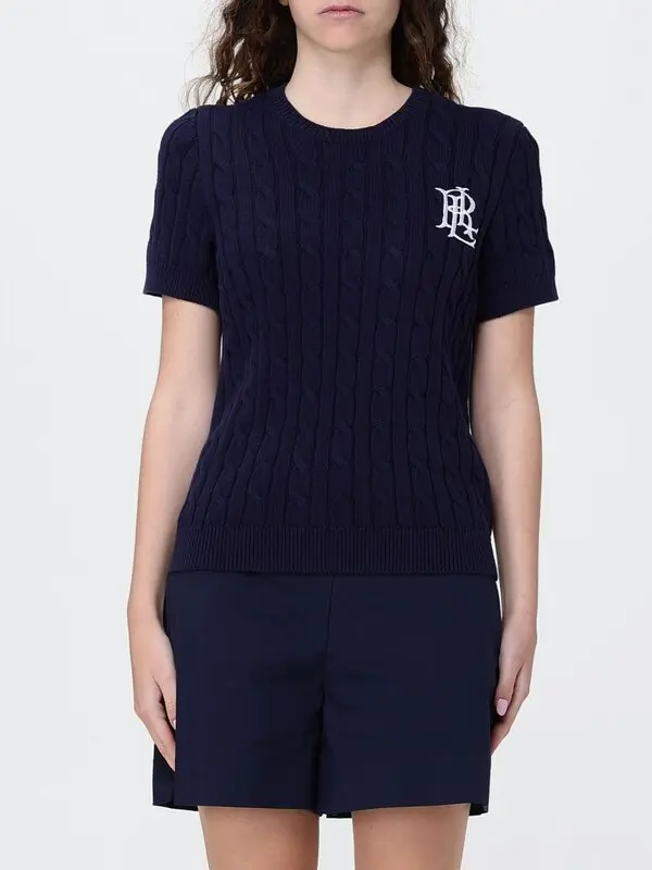 Ralph Lauren Cotton Sweater With Monogram - Navy