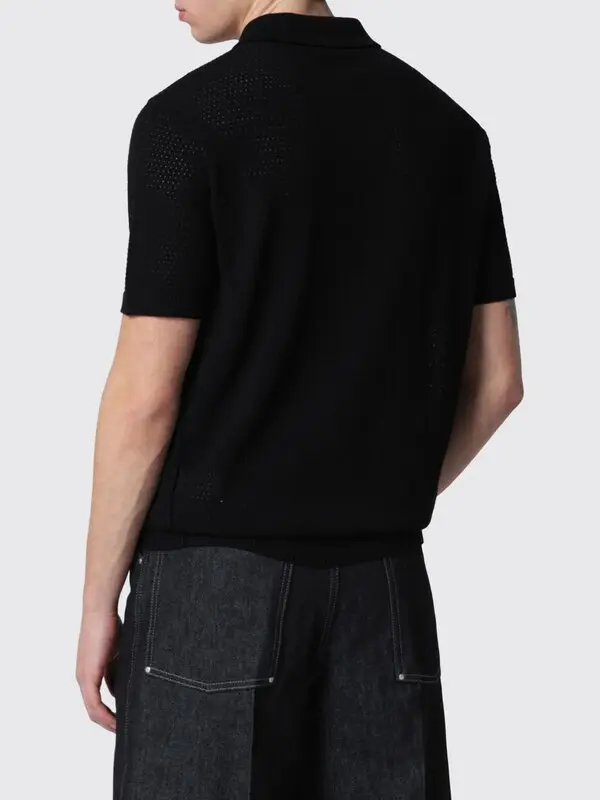 ROBERTO COLLINA Knitted Cotton Polo Shirt - Black
