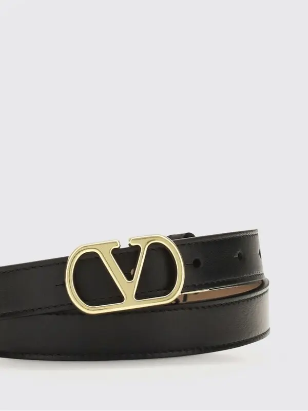 Valentino Garavani Vlogo Signature Adjustable Smooth Calf Leather Belt - Black