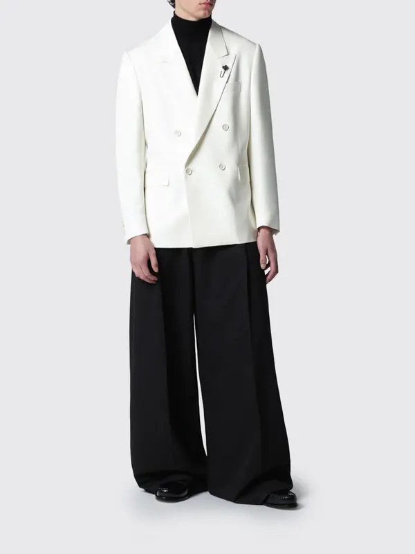 LARDINI Double-breasted Viscose And Silk Blazer
