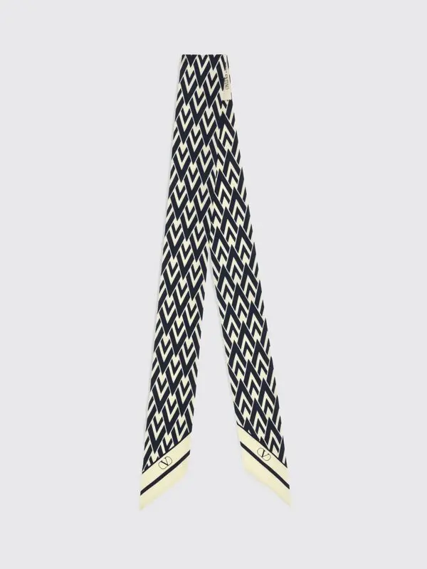 Valentino Garavani All-over Monogram Logo Print Silk Bandeau Scarf - Ivory