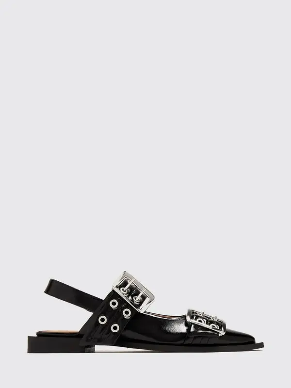 GANNI Mary Jane Slingback Ballet Flats In Recycled Polyester