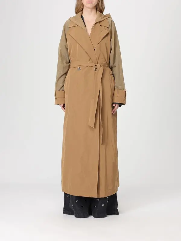 Pinko Double-breasted Trench Coat In Technical Fabric