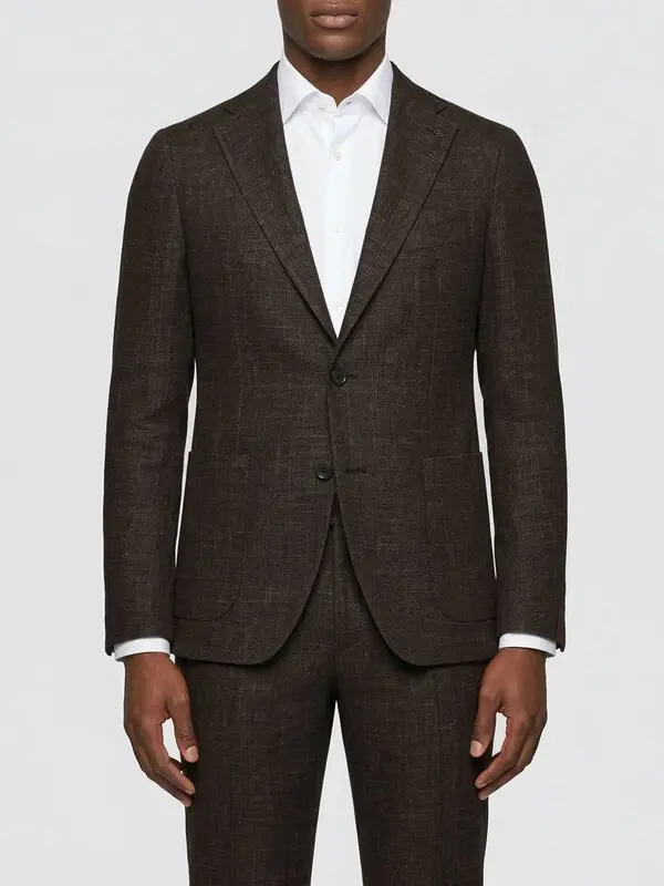 Tagliatore Single-breasted Linen And Cotton Blend Blazer - Brown