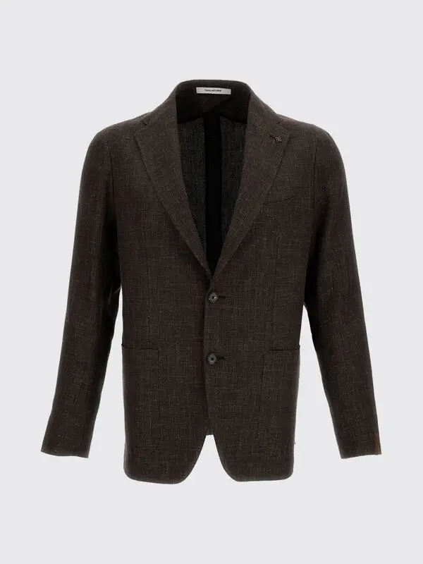 Tagliatore Single-breasted Linen And Cotton Blend Blazer - Brown