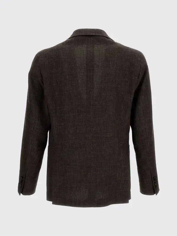 Tagliatore Single-breasted Linen And Cotton Blend Blazer - Brown
