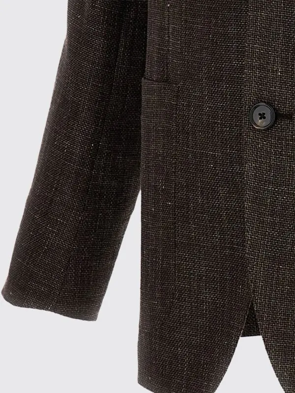 Tagliatore Single-breasted Linen And Cotton Blend Blazer - Brown