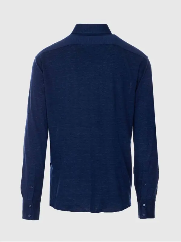 Brunello Cucinelli Shirt In Cotton And Linen - Navy