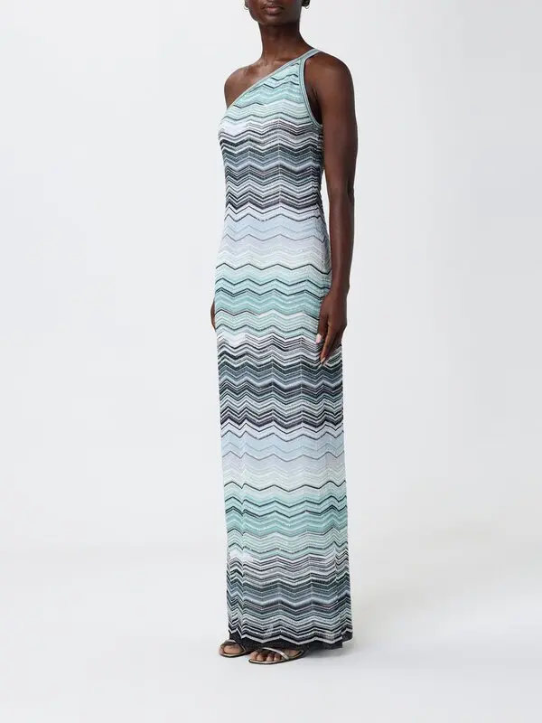 Missoni Zigzag Pattern One-shoulder Maxi Dress