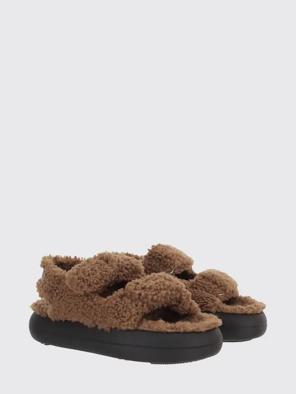 Moon Boot Shearling Slingback Sandals - Earth