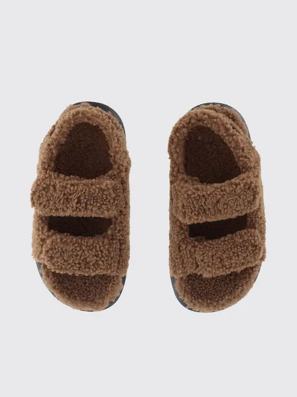 Moon Boot Shearling Slingback Sandals - Earth