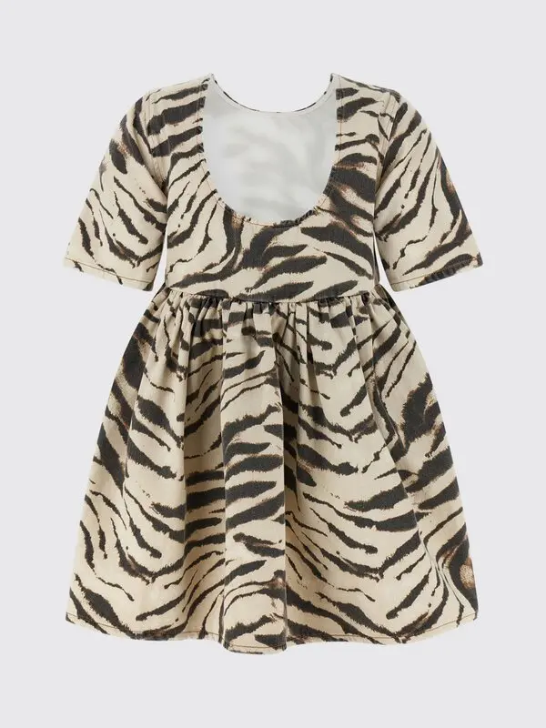 GANNI A-line Zebra Print Organic Cotton Mini Dress - Multicolor