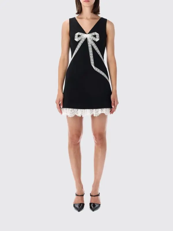 SELF-PORTRAIT Off-the-shoulder Crêpe Sheath Mini Dress With Lace Inserts