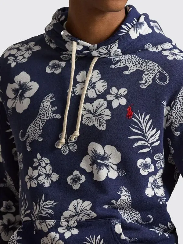 Polo Ralph Lauren Floral Print Cotton Blend Hoodie