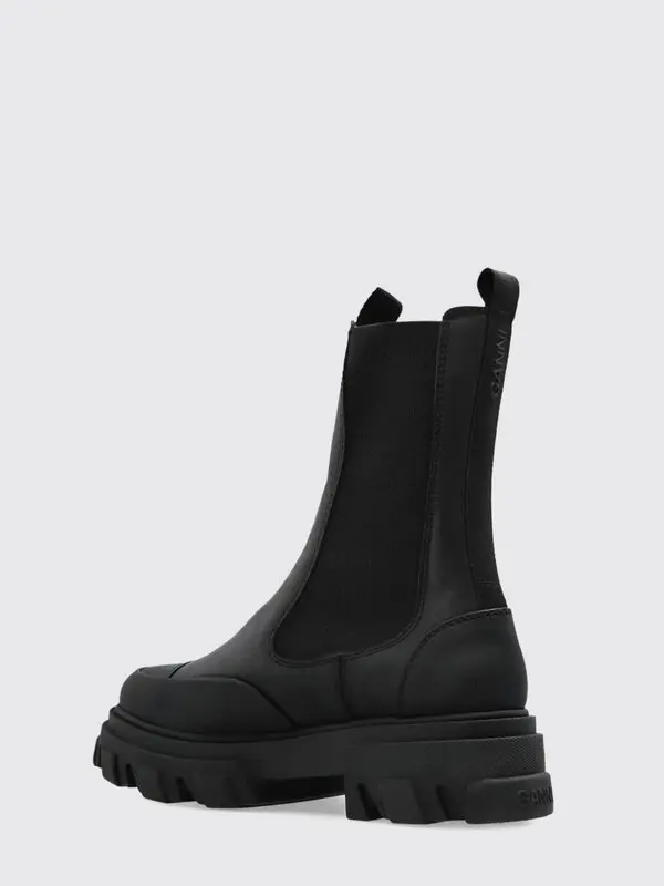 GANNI Recycled Leather Chelsea Boots With Lug Sole - Black
