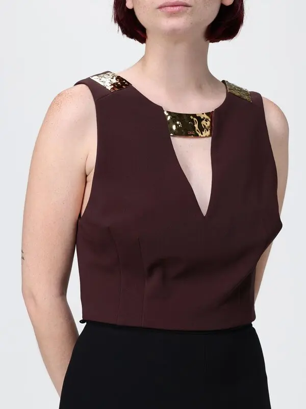 Elisabetta Franchi Crepe Top - Cocoa